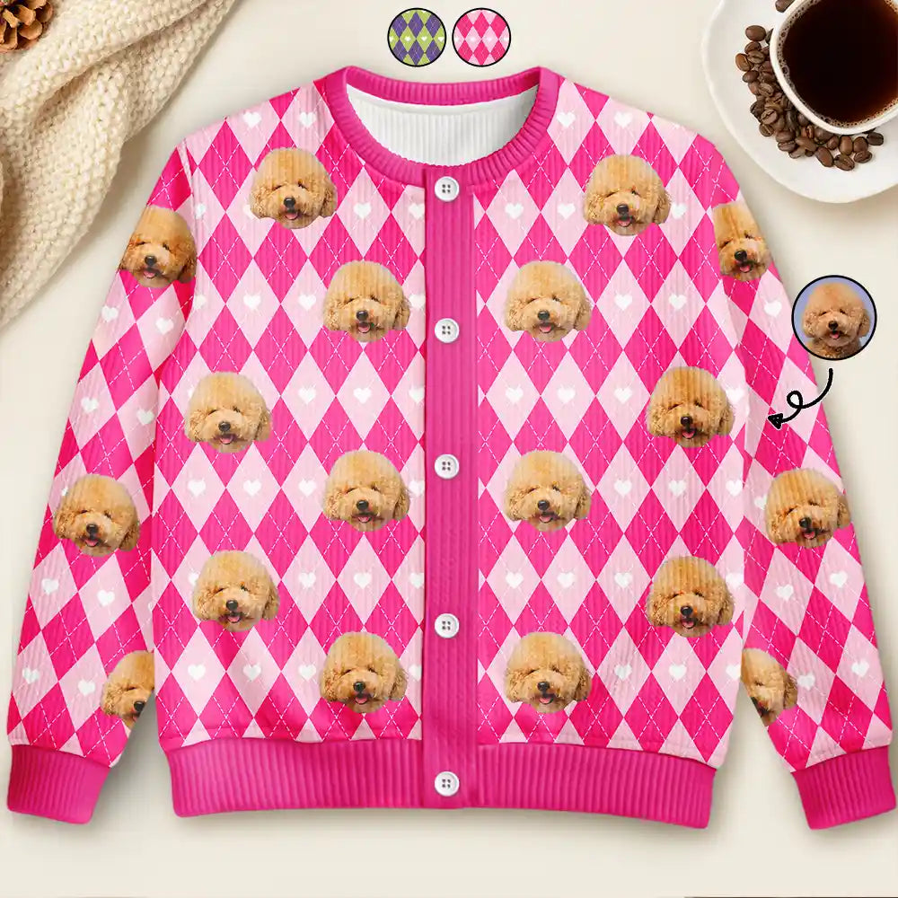 Custom Photo Argyle Plaid Pet Face - Personalized Cardigan – Wander Prints