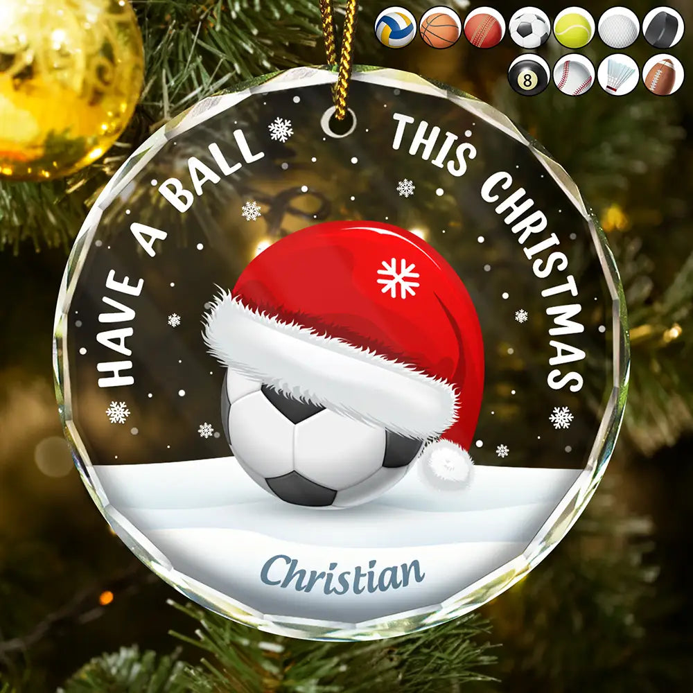 Have A Ball This Christmas Kids Sport Ball - Personalized Circle Glass ...