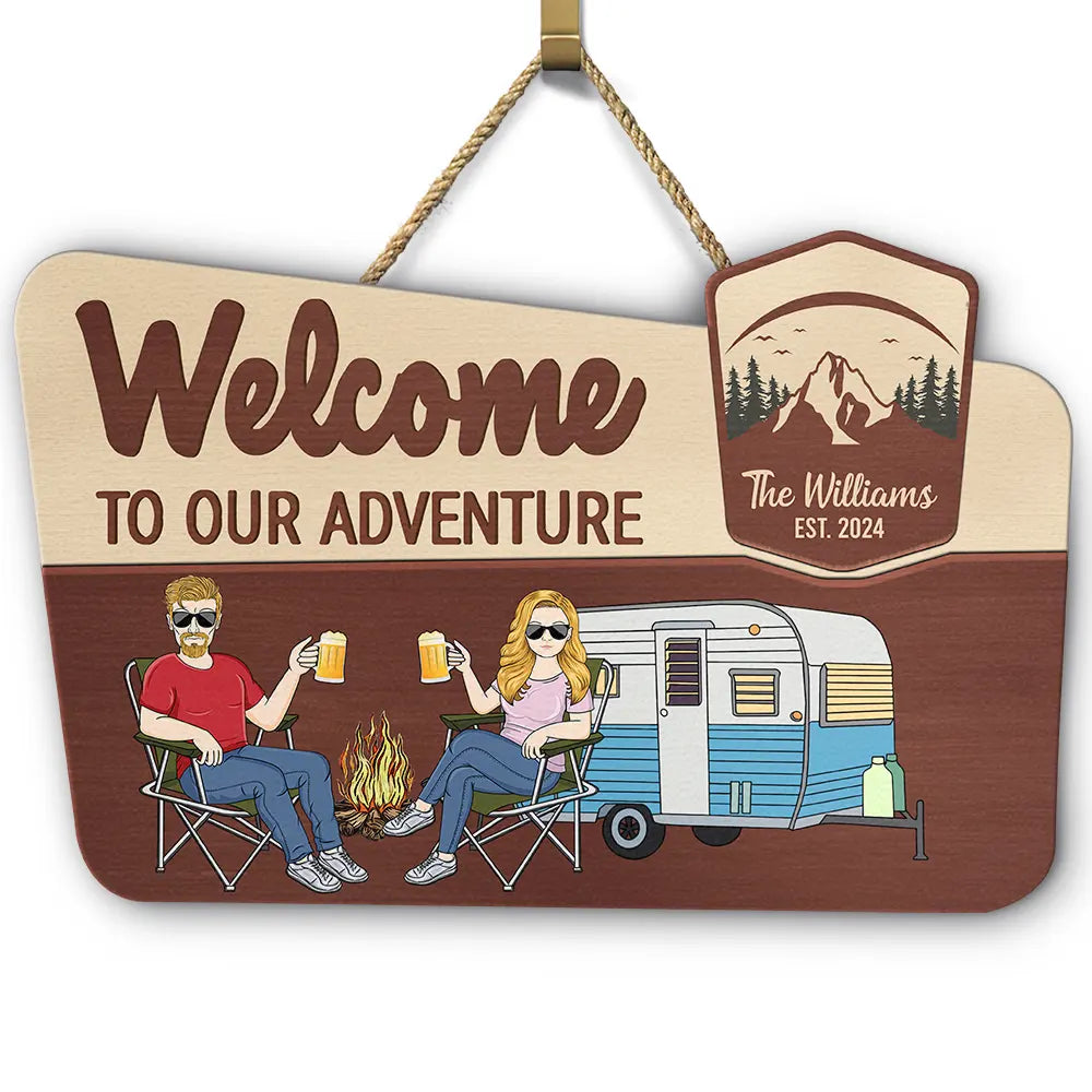 Camping Couple Welcome To Our Adventure - Personalized Custom Shaped W ...