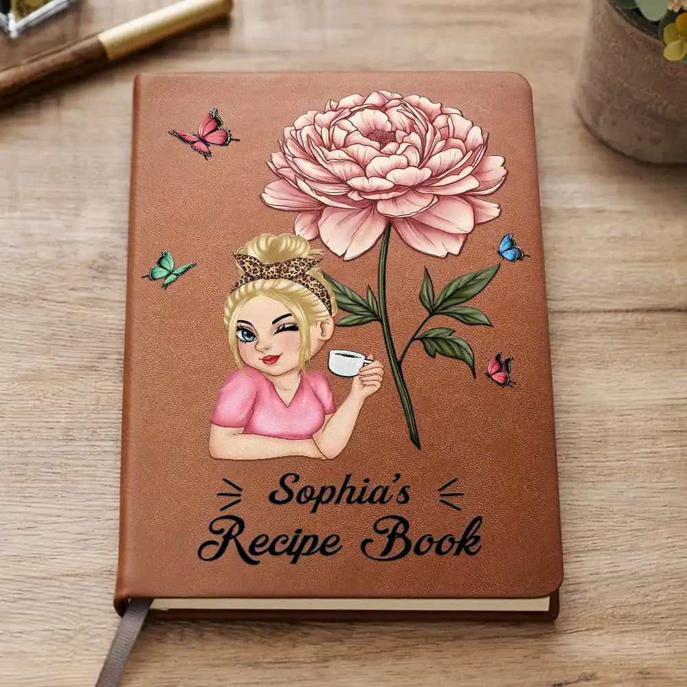Birth Month Flowers Bloom Cooking Recipe Book - Personalized Leather J ...