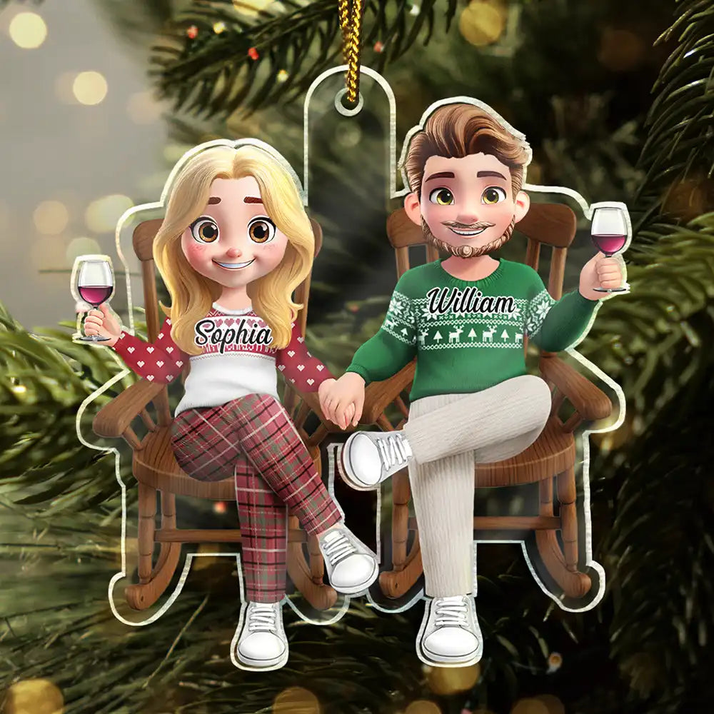 3D Effect Couple Sitting And Holding Hand - Personalized Custom Shaped ...