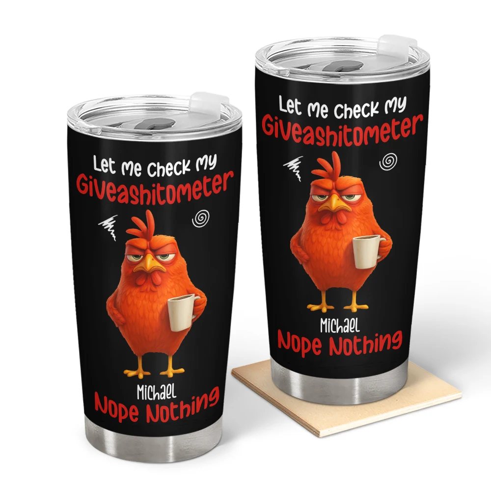 3D Effect Funny Chicken Let Me Check My Giveashitometer - Personalized ...