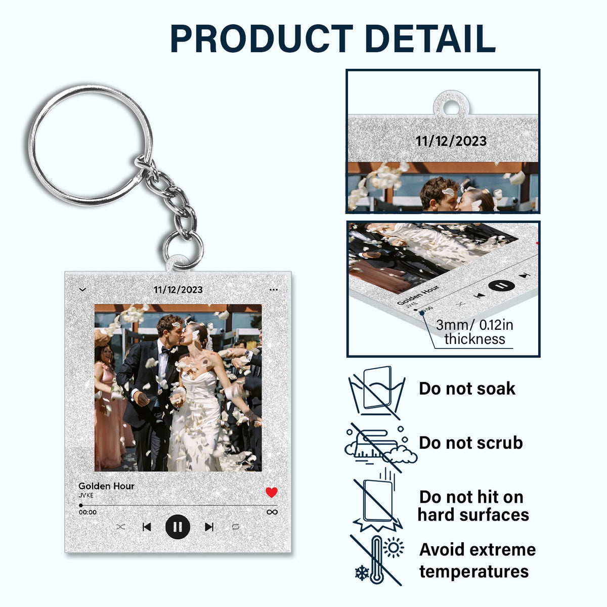 Custom Photo Song Keychain - Gift For Couples, Besties, Family - Perso ...