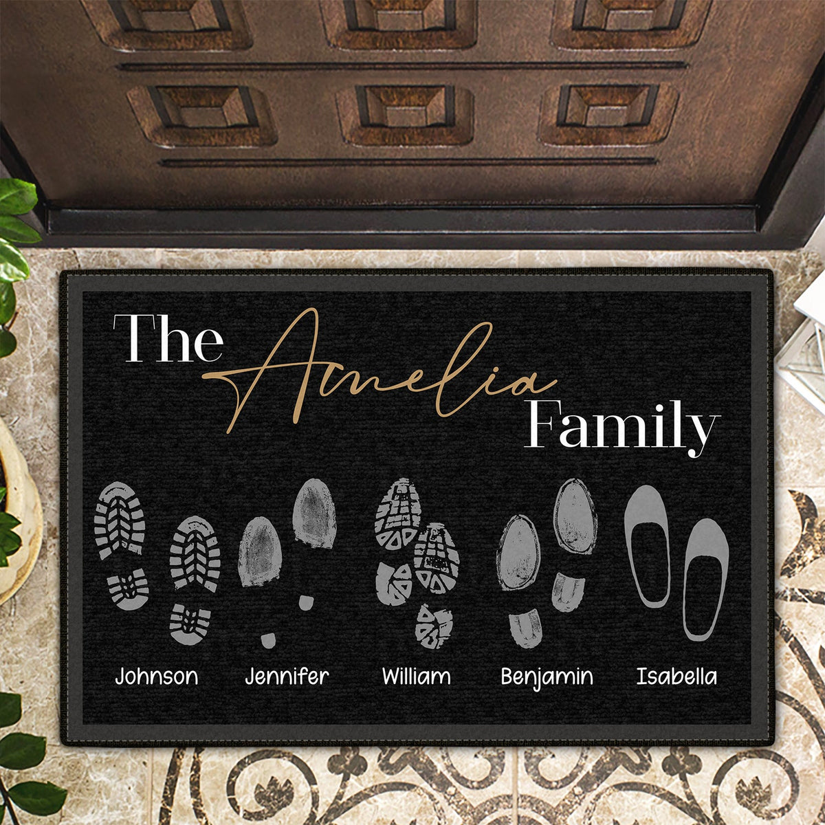 Family FootPrints Doormat - Gift For Family, Gift For Mom - Personaliz ...