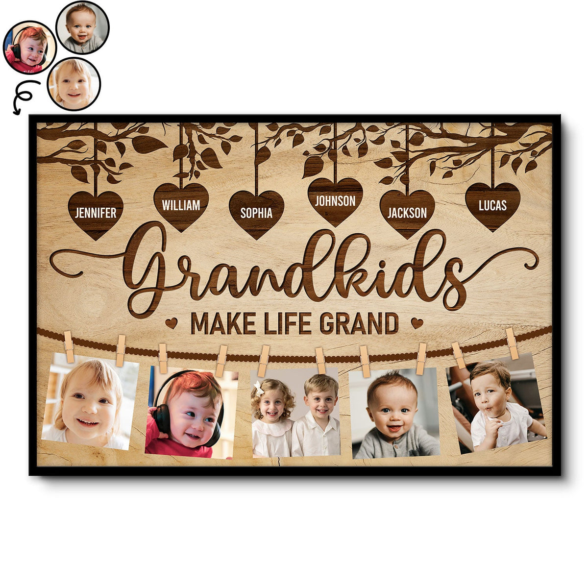 Custom Photo Grandkids Make Life Grand - Gift For Grandpa, Grandma, Gr ...