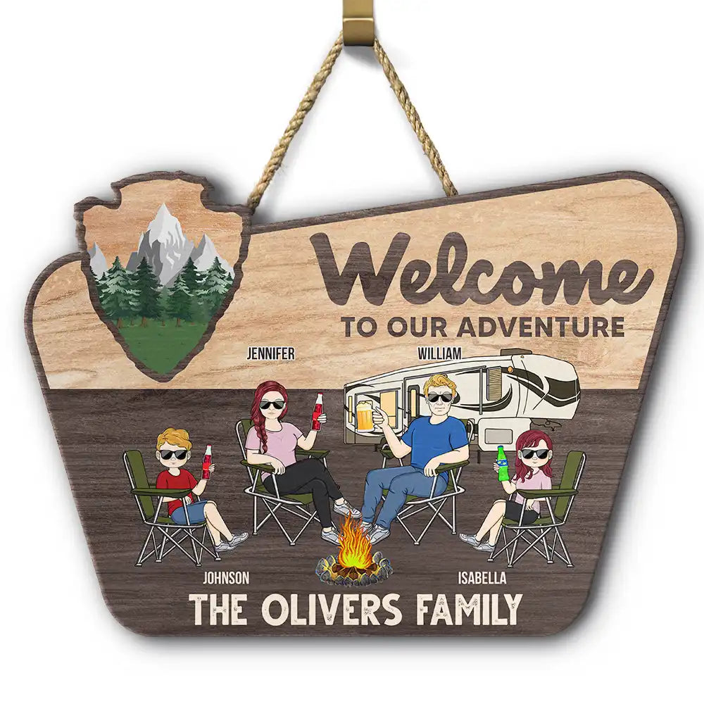 Welcome To Our Adventure - Personalized Custom Shaped Wood Sign ...