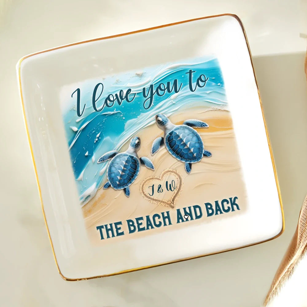 Couple Turtle I Love You To The Beach And Back - Personalized Ring Dis ...