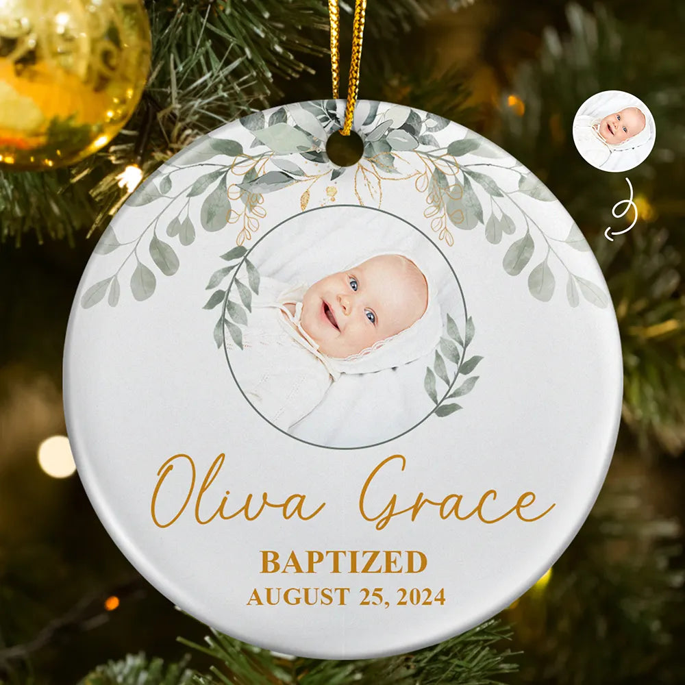 Custom Photo Baptized Baby - Personalized Circle Ceramic Ornament ...