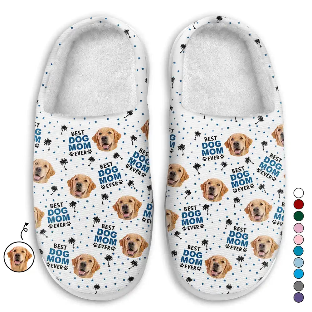 Custom Photo Best Dog Cat Dad Mom Ever - Personalized Fluffy Slippers ...