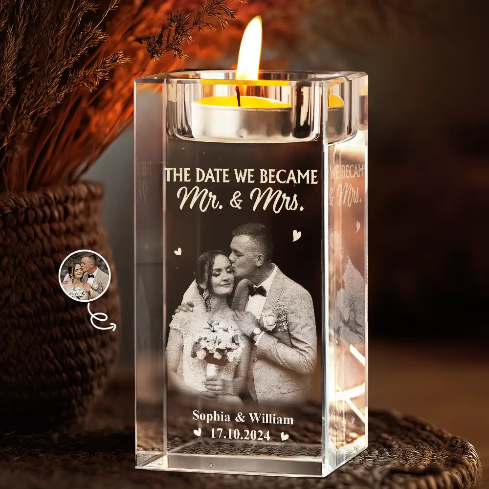 Custom Photo The Date We Became Mr. & Mrs. - Personalized Crystal Cand ...