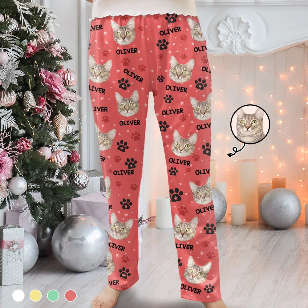 Custom Photo Name Best Cat Mom Dog Pet Lover - Personalized Pajama Pan ...