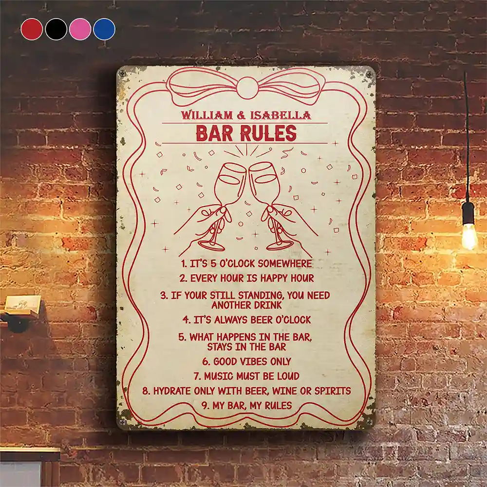 Bar Rules Funny - Personalized Classic Metal Signs – Wander Prints