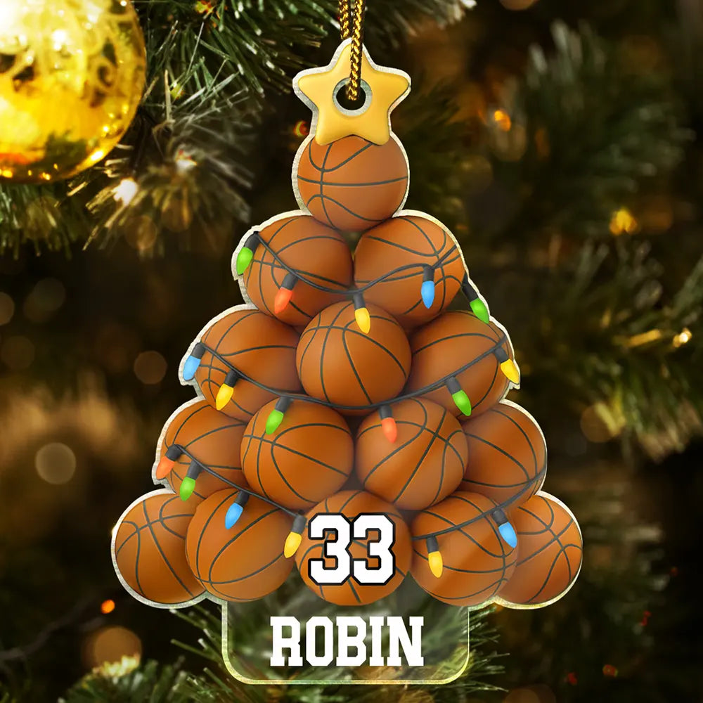 Basketball Christmas Tree - Personalized Custom Shaped Acrylic Ornamen ...