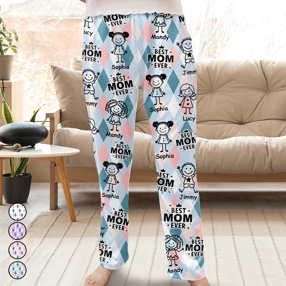 Best Mom Ever Argyle Plaid - Personalized Pajama Pants – Wander Prints