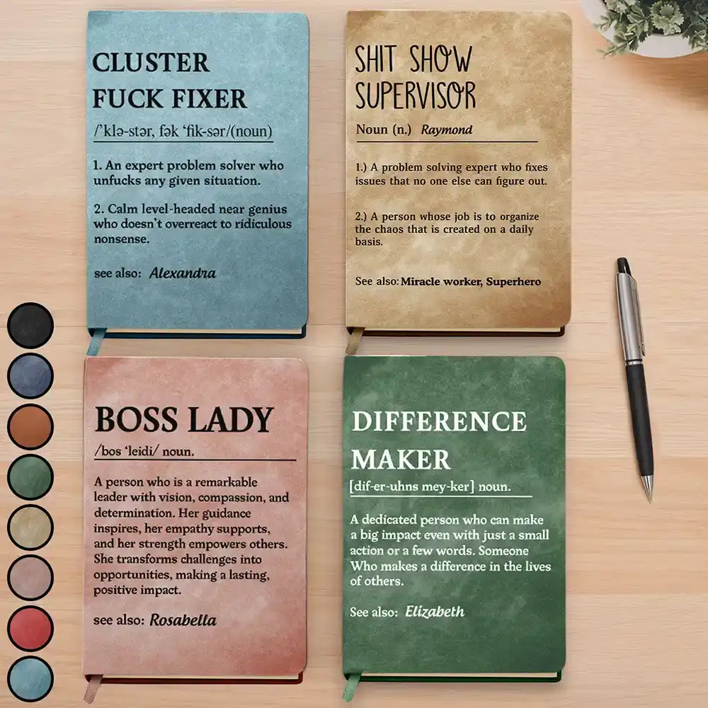 Boss Lady Funny Definition - Personalized Leather Journal – Wander Prints