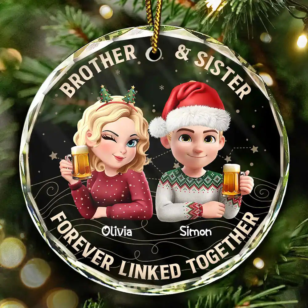 Brothers & Sisters Forever Linked Together - Personalized Circle Glass ...