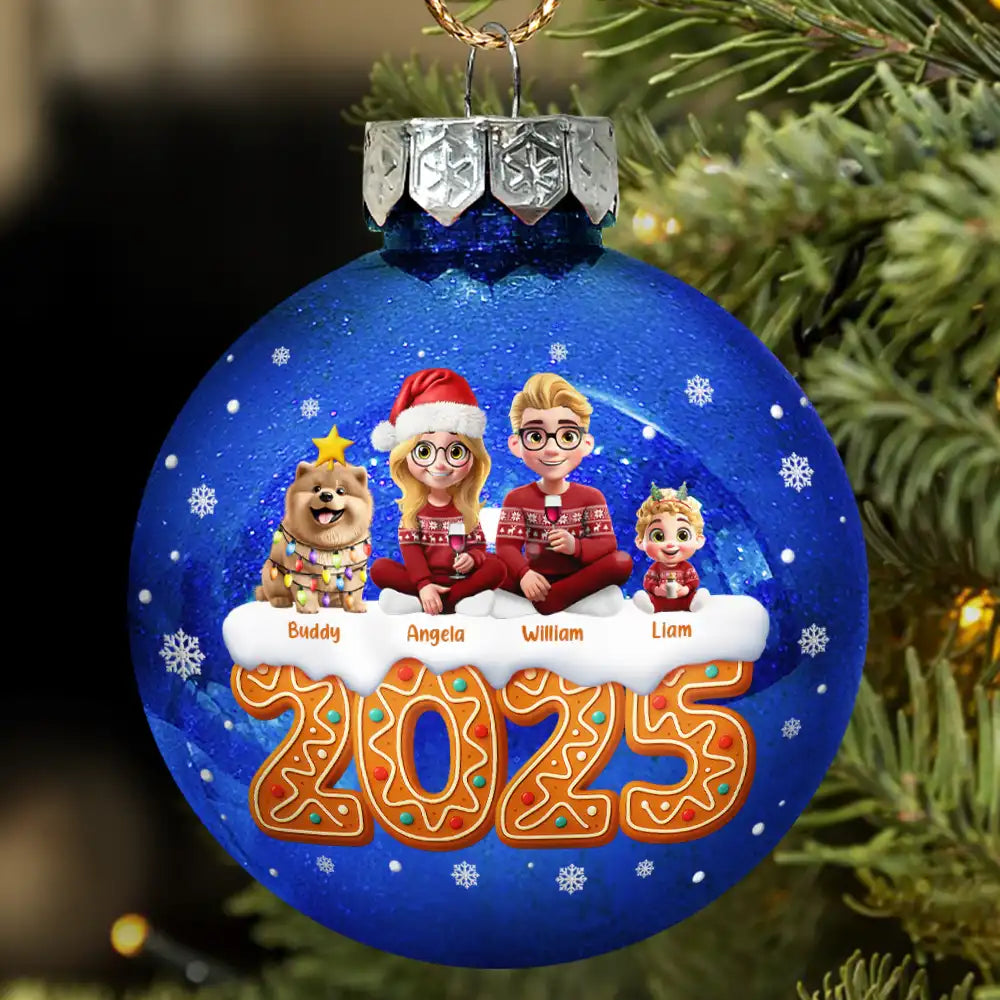 Christmas Family Gingerbread 3D Effect - Personalized Ball Ornament ...