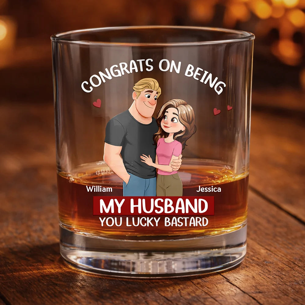 Congrats On Being My Husband Animate Hugging Couple - Personalized Whi ...