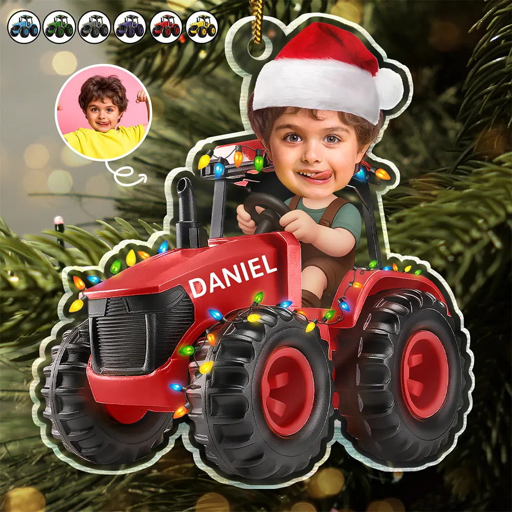 Custom Photo 3D Effect Tractor Farmer - Personalized Custom Shaped Acr ...