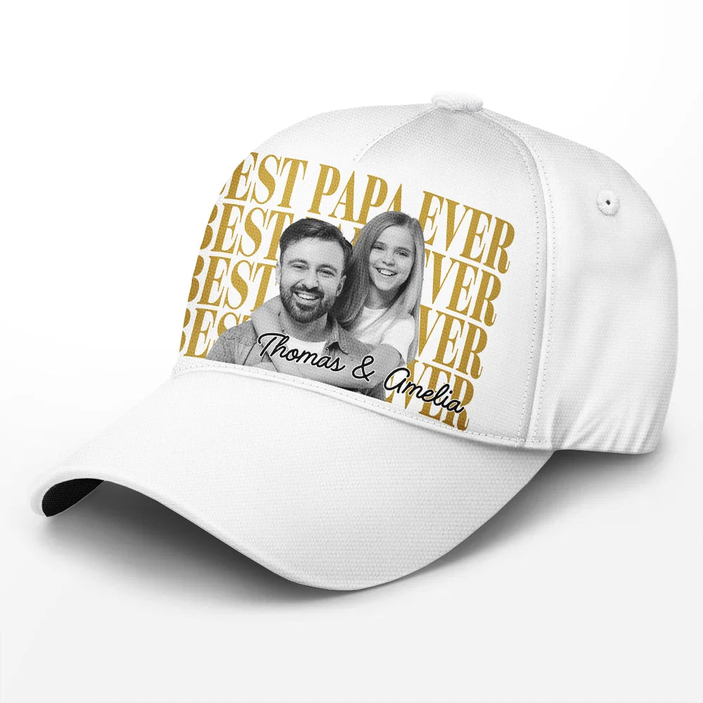 Custom Photo Best Dad Papa Ever Vintage - Personalized Classic Cap ...