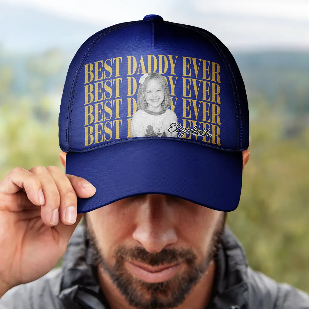 Custom Photo Best Dad Papa Ever Vintage - Personalized Classic Cap ...