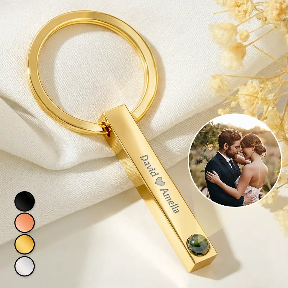 Custom Photo Couples With Names - Personalized Photo Projection Keycha ...