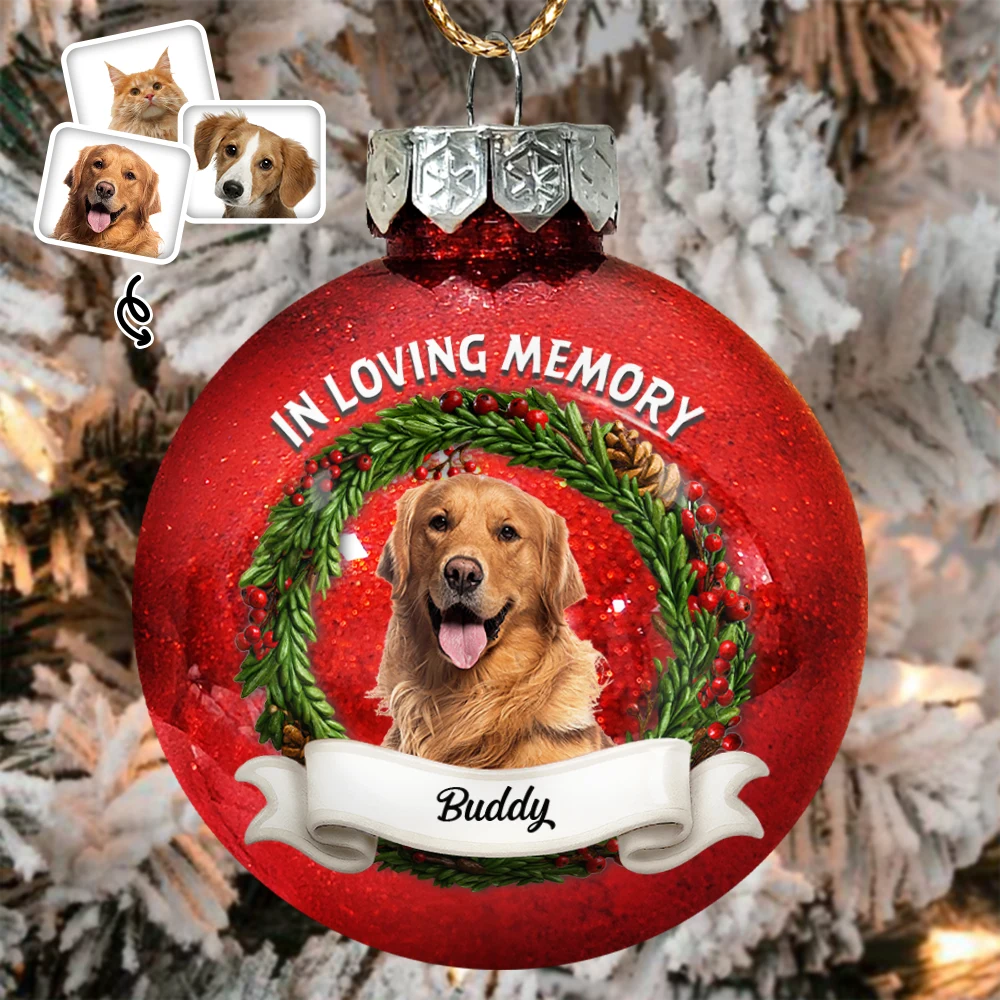 Custom Photo In Loving Memory Pet Lovers - Personalized Ball Ornament ...