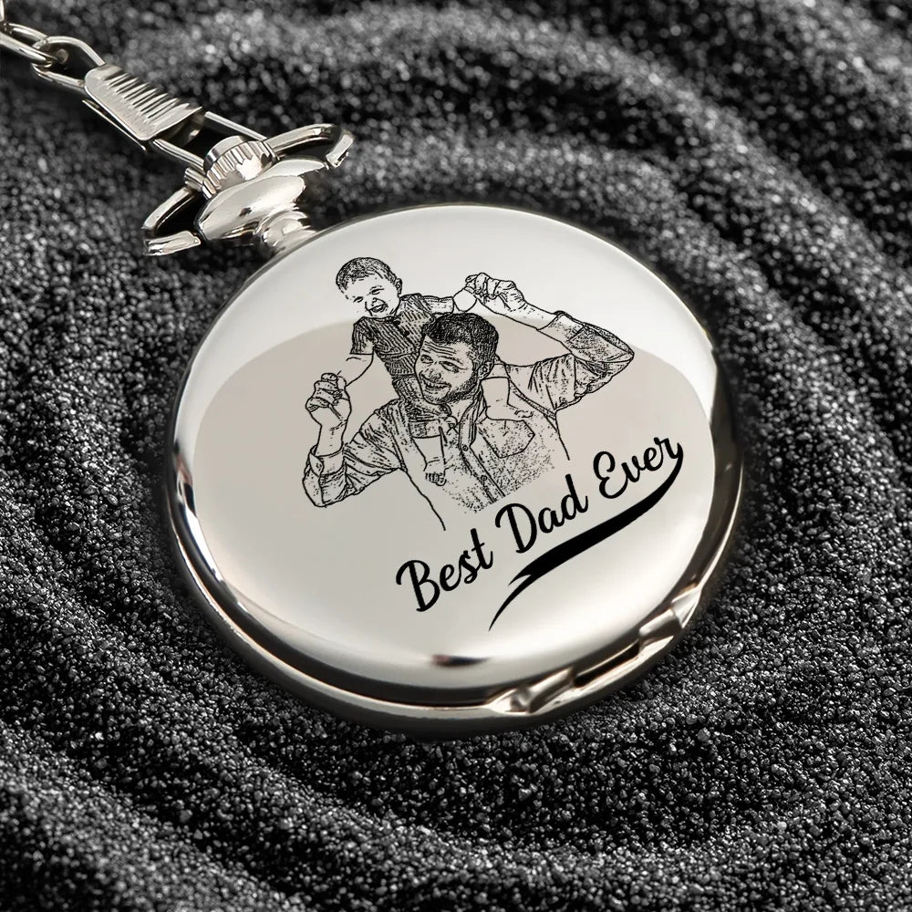 Custom Photo Pencil Drawing Best Dad Grandpa Ever - Personalized Pocke ...