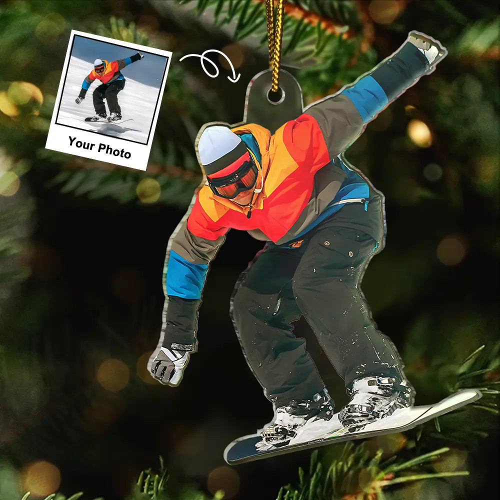 Custom Photo Snowboarding Lovers - Personalized Acrylic Photo Ornament ...