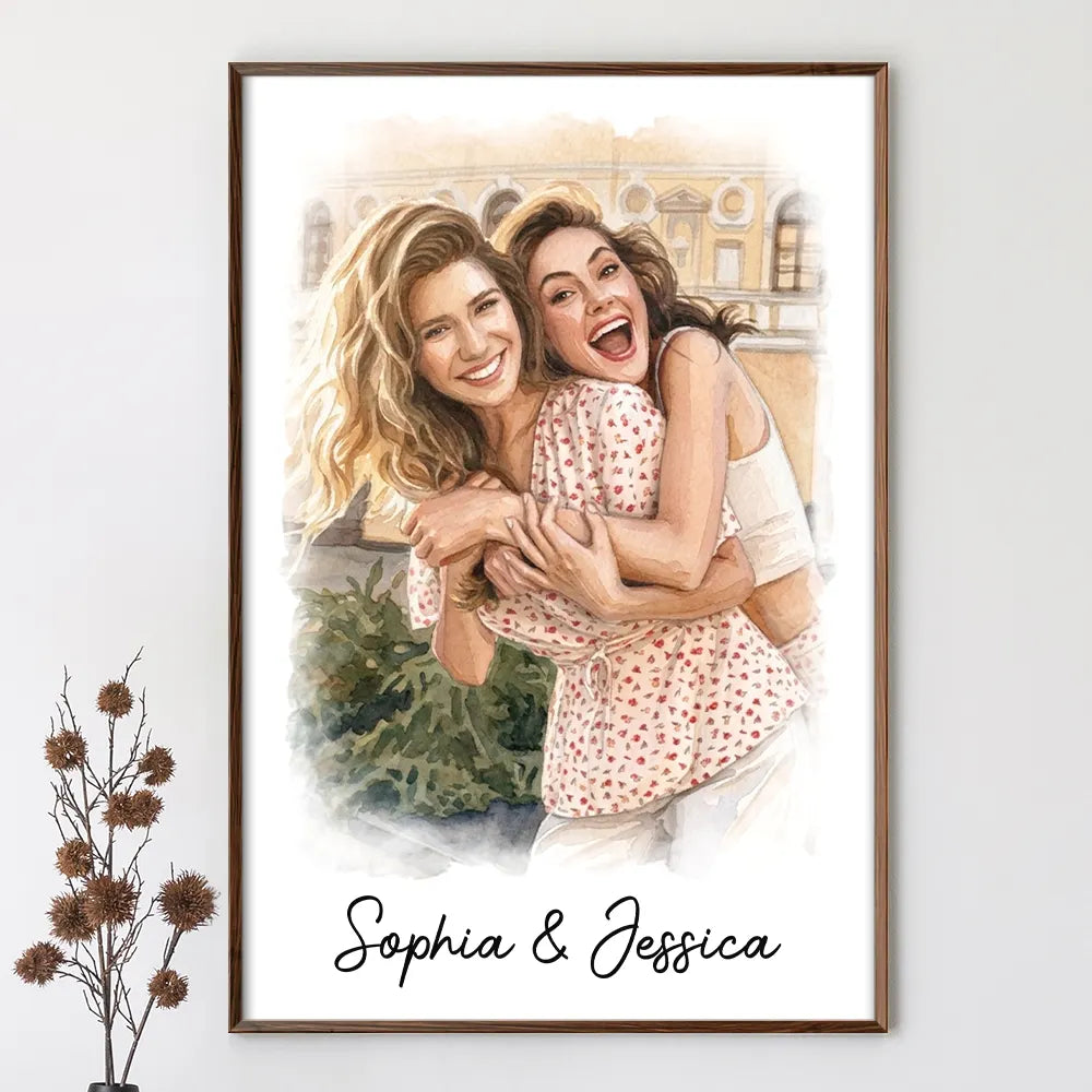 Custom Photo Watercolor Painting Family Besties Dog Cat Portrait - Per ...