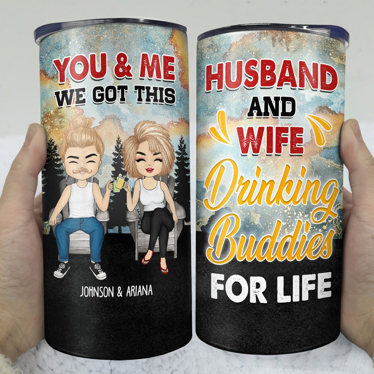 Drinking Buddie For Life - Gift For Couples - Personalized Custom 4 In ...