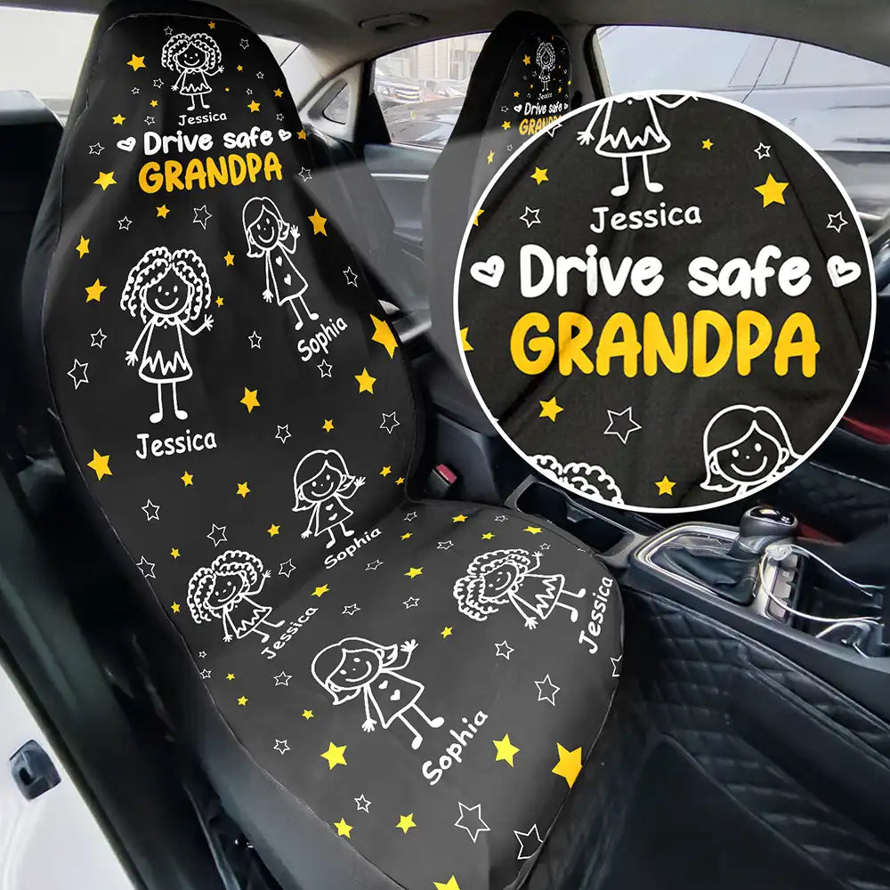 Drive Safe Grandpa Dad Kids Pet - Personalized Car Seat Cover – Wander ...