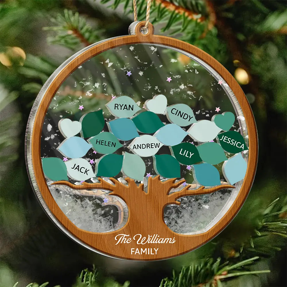 Family Tree - Personalized 3-Layered Acrylic Shaker Ornament – Wander ...