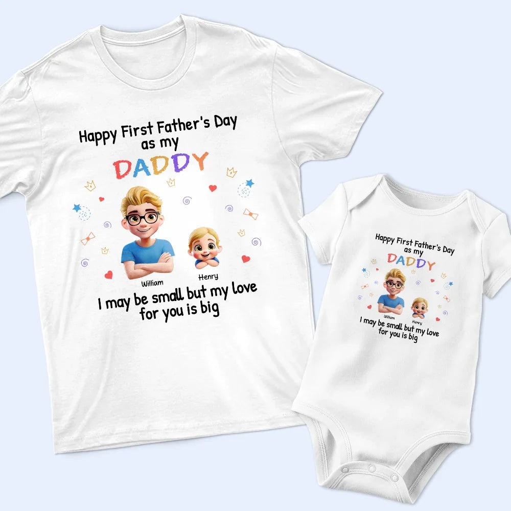 First Father Day With Baby - Personalized Combo T Shirt And Baby Onesi ...