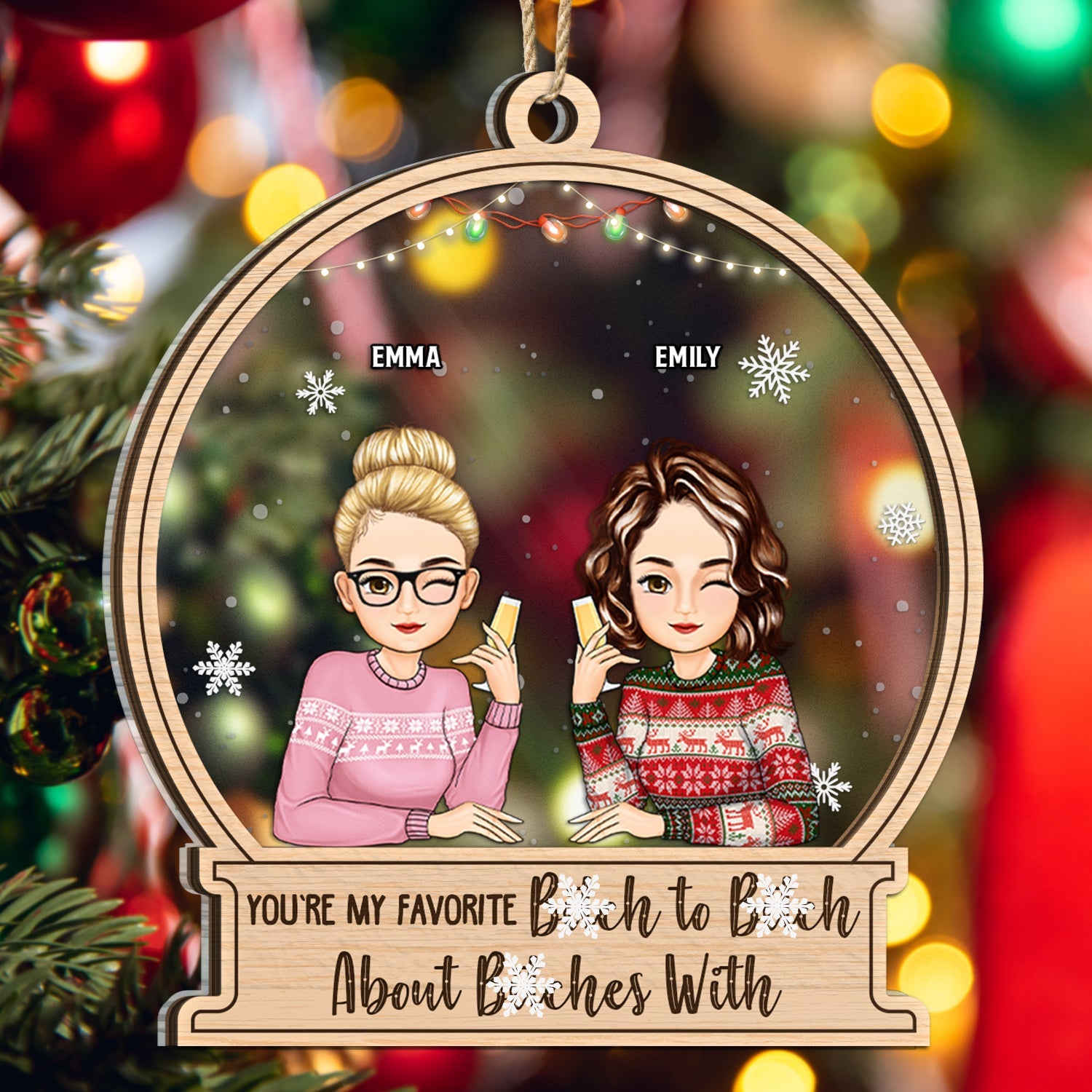 Christmas Bestie Cartoon Sitting You're My Favorite - Gift For Besties ...