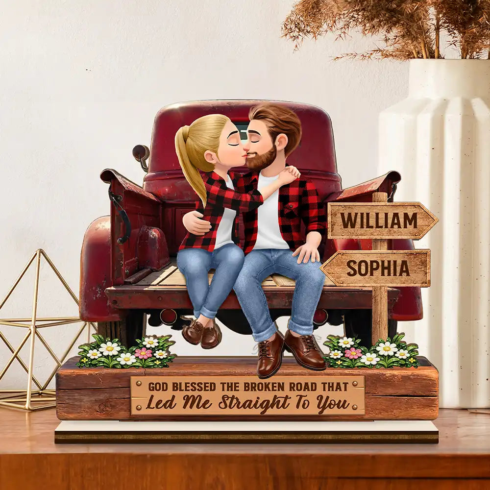 God Blessed The Broken Road Flannel Couple - Personalized Custom Shape ...