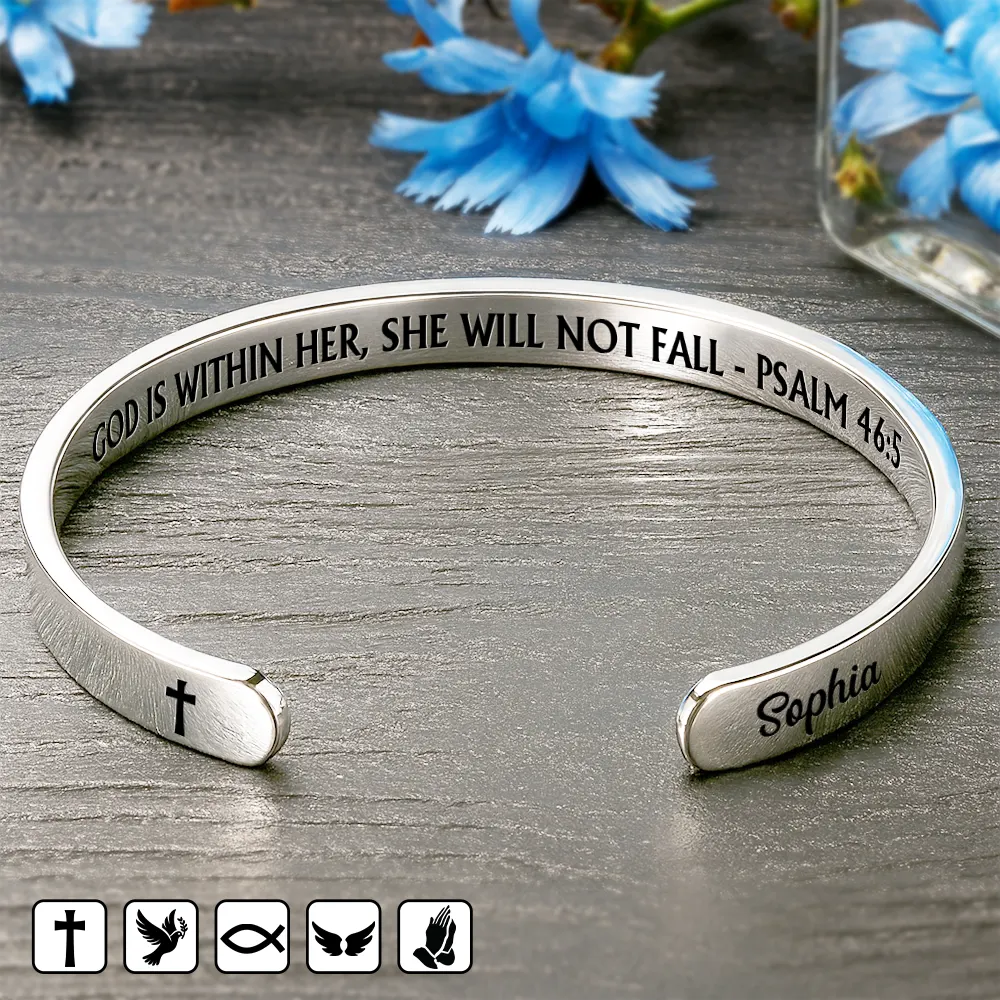 God Is Within Her Bible Verse - Personalized Bangle Bracelet Cuff ...