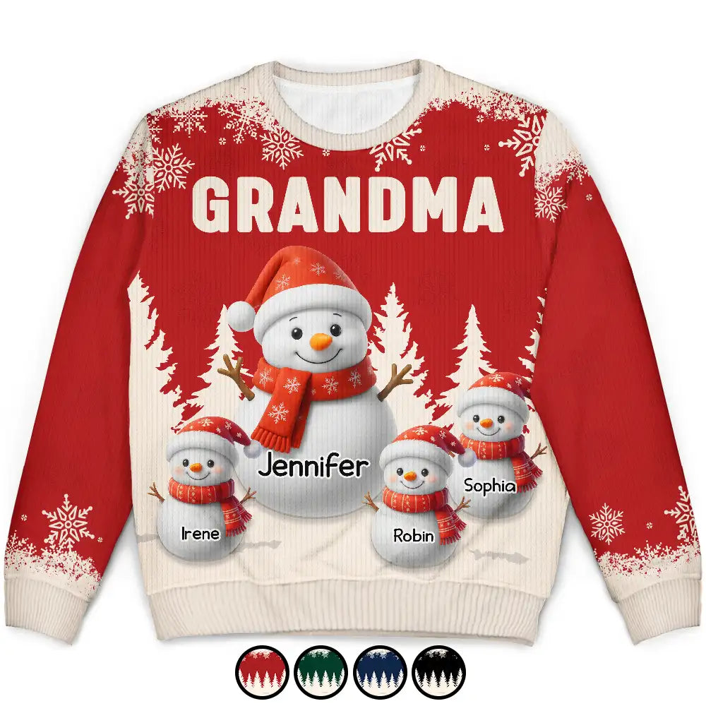 Grandma Grandkids Snowman 3D Effect - Personalized Unisex Ugly Sweater ...