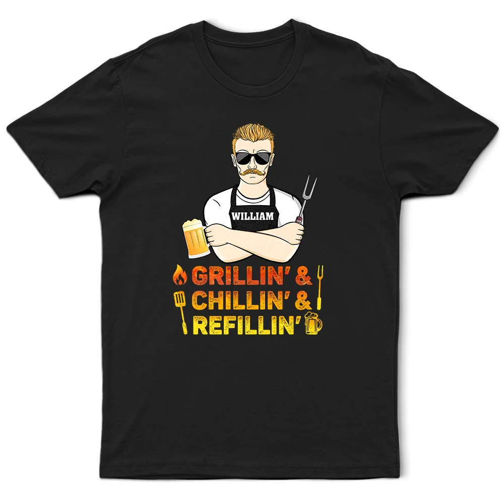 Grillin' Chillin' Refillin' - Personalized T Shirt – Wander Prints