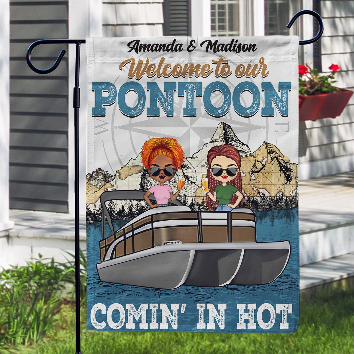 Comin' In Hot Pontoon - Birthday, Traveling, Cruising Gift For Lake Be ...