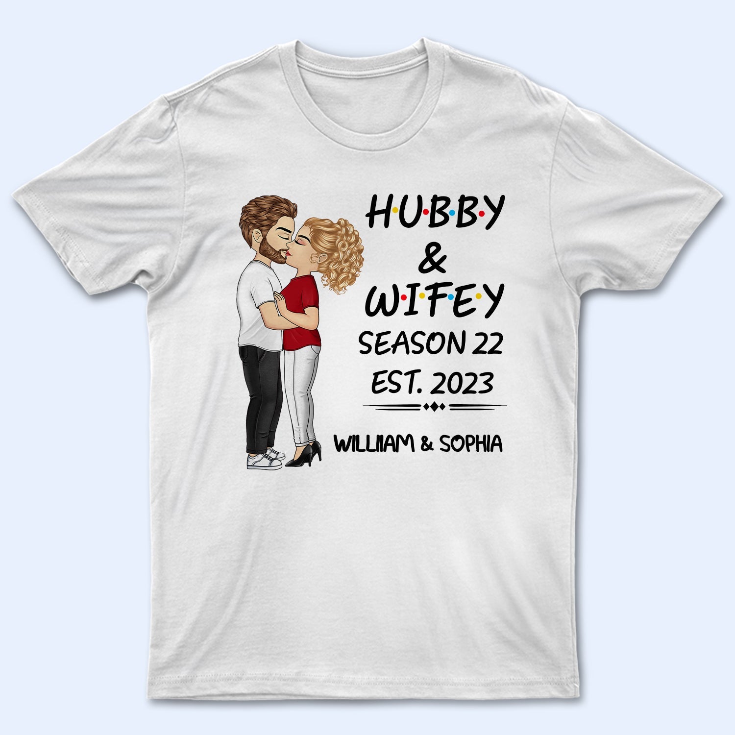 Hubby And Wifey Seasons Chibi Kissing Couple Sideview - Birthday, Anni ...