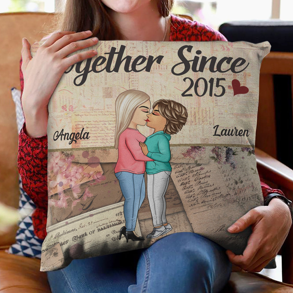 Chibi Kissing Couple Sideview Together Since Husband Wife - Birthday ...