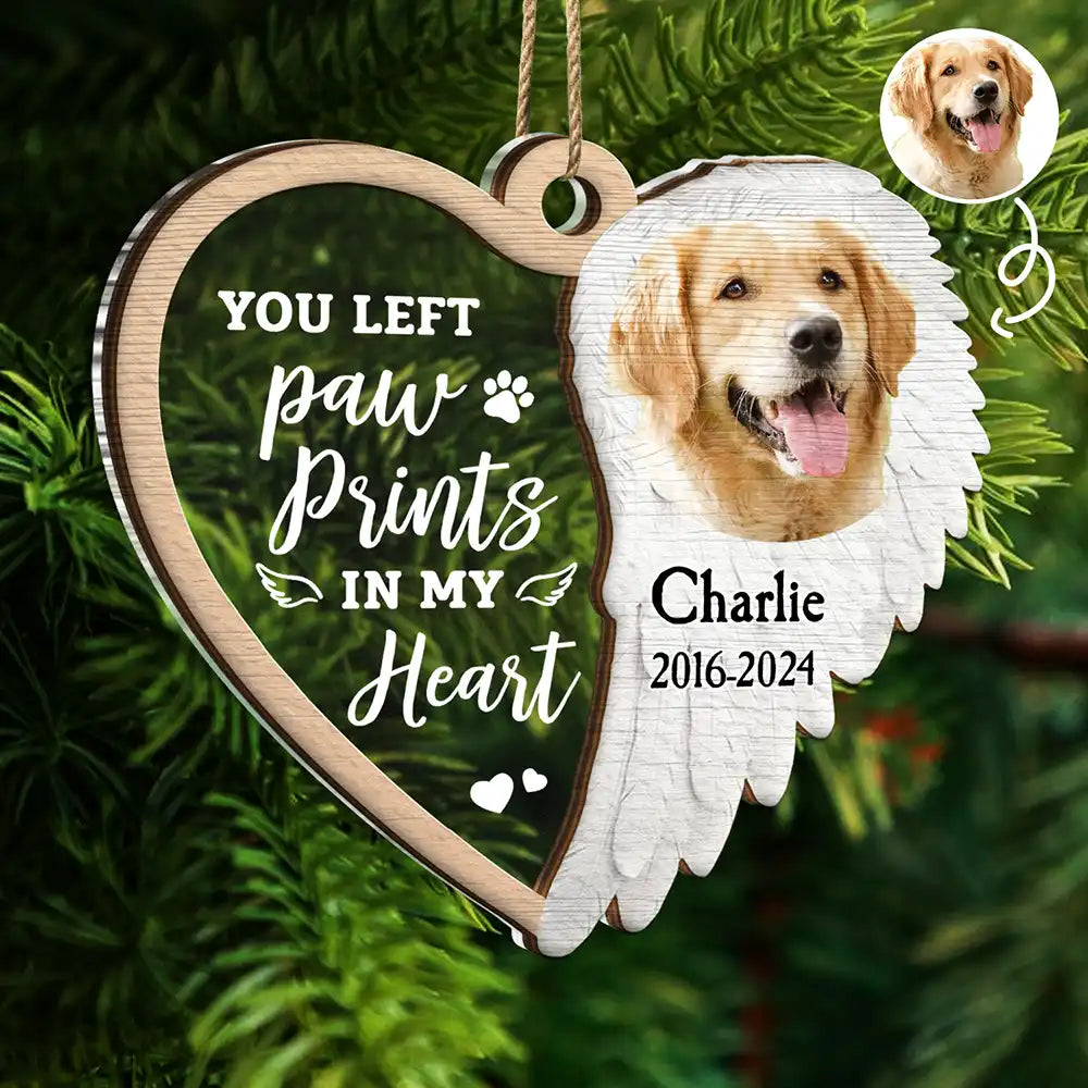 Custom Photo You Left Paw Prints In My Heart - Personalized 2-Layered ...