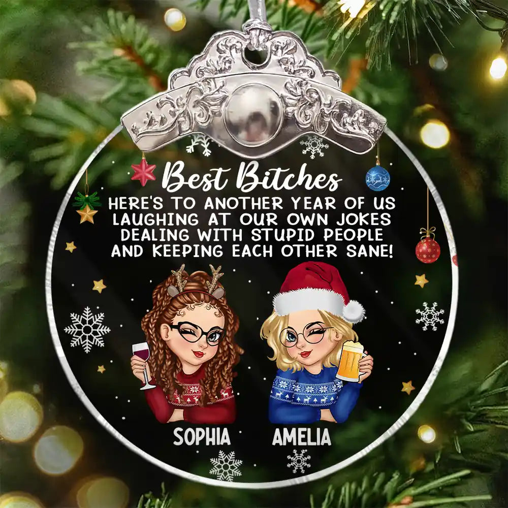 Here's To Another Year Of Us - Personalized Glass Ornament With Silver ...