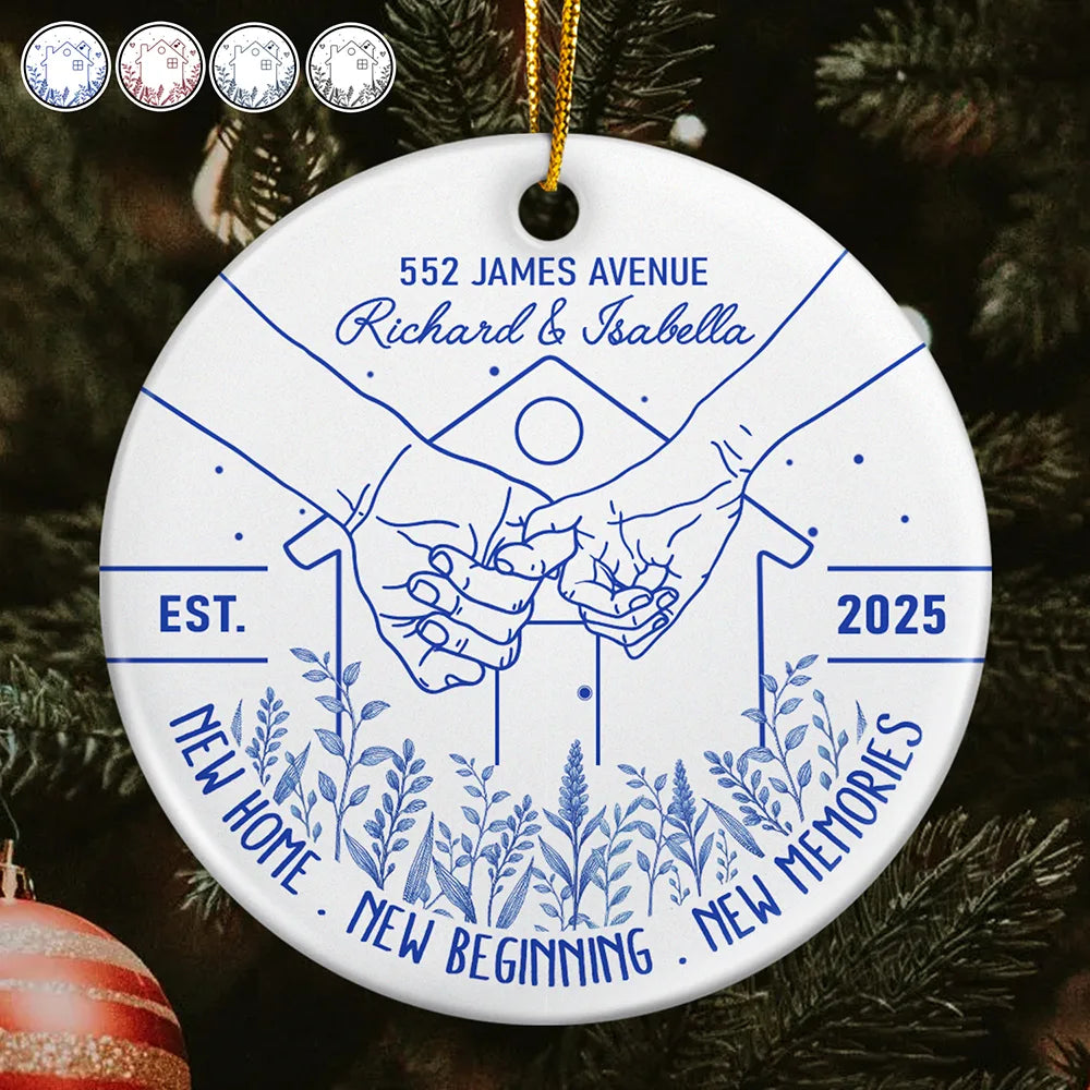 Holding Hands New Home New Beginning - Personalized Circle Ceramic Orn – Wander Prints