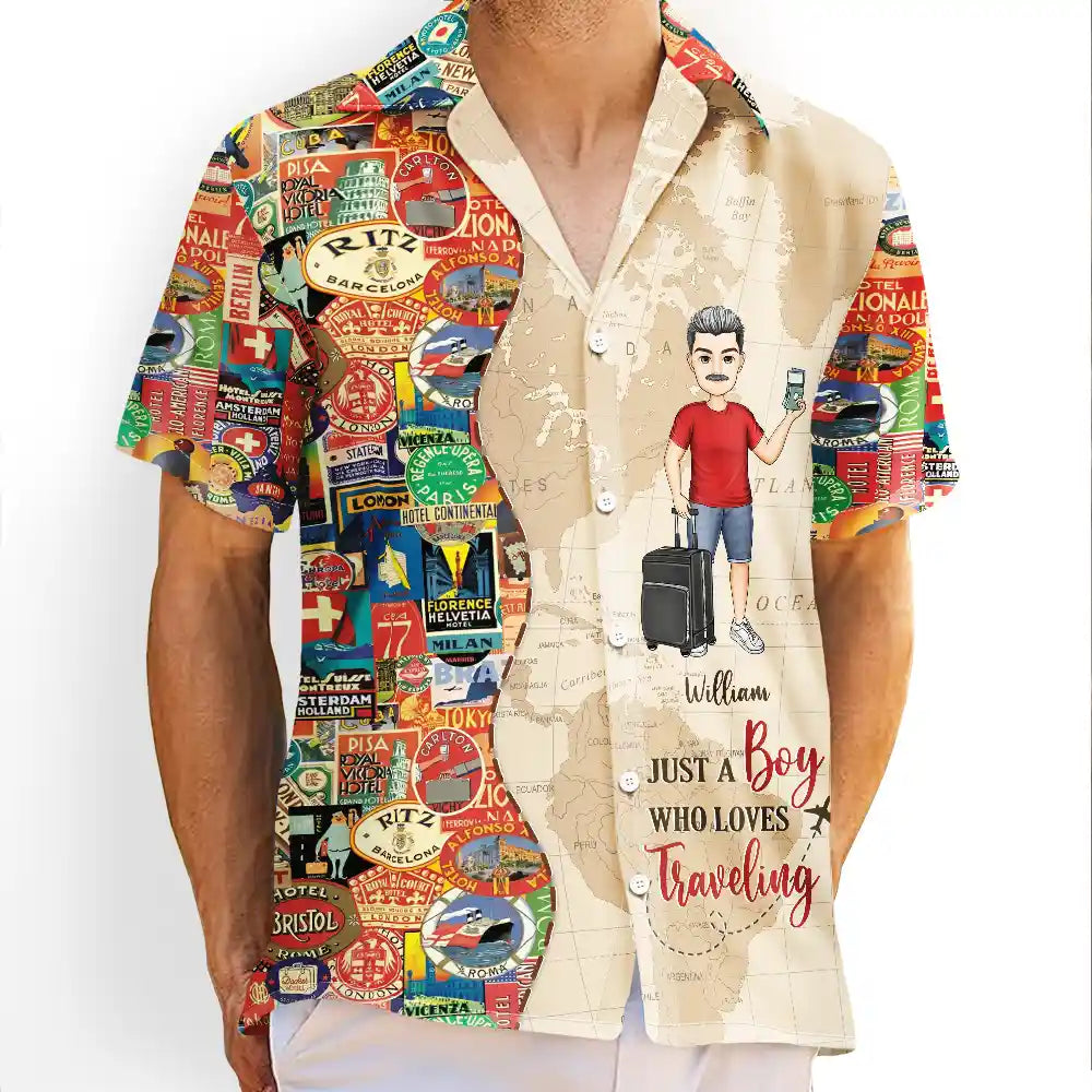 Just A Girl Boy Who Loves Traveling - Personalized Hawaiian Shirt ...