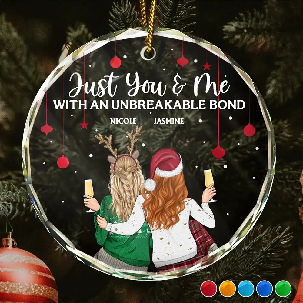 Christmas Bestie Unbreakable Bond - Personalized Circle Glass Ornament ...
