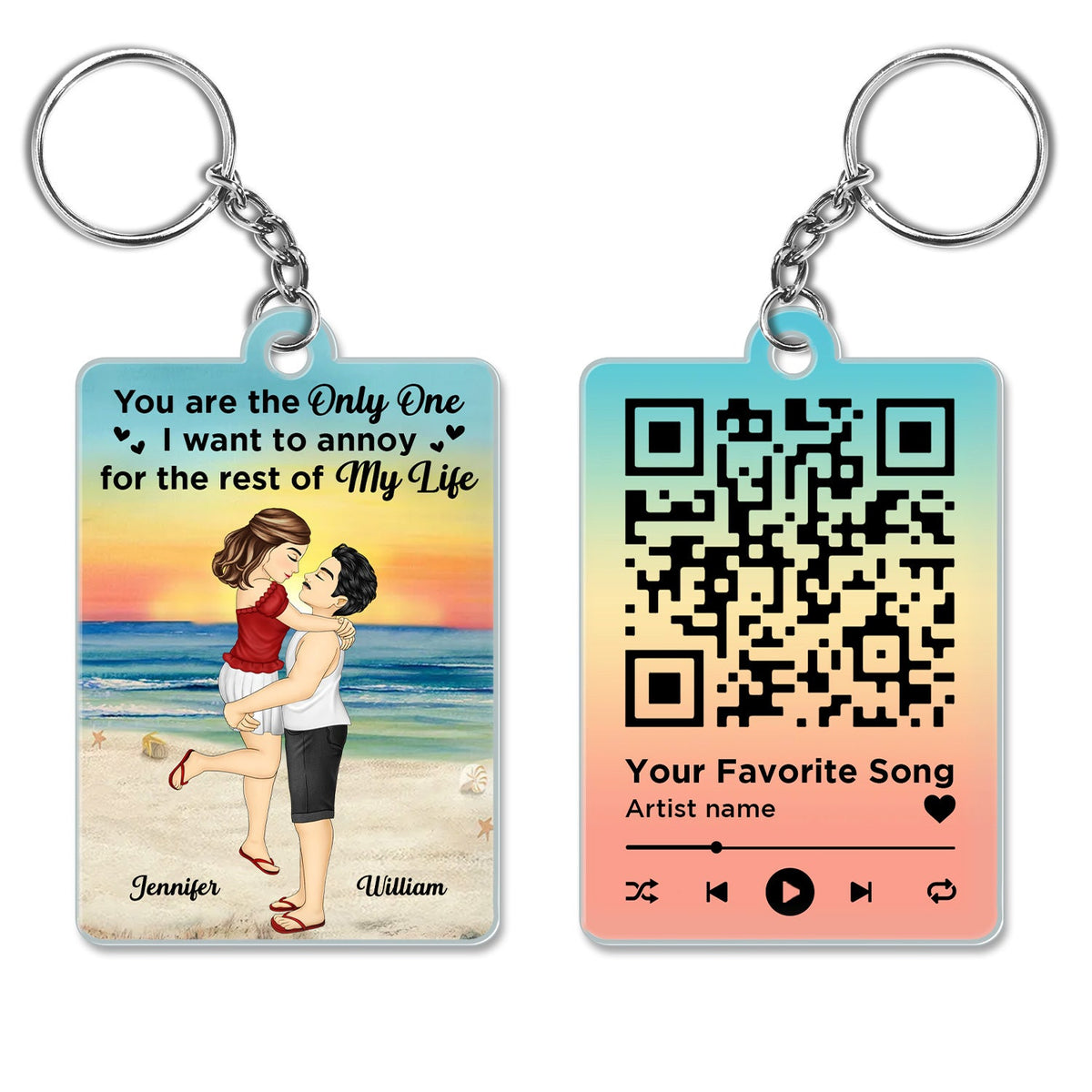 Cartoon Couple QR Code You're The Only One - Personalized Acrylic Keyc ...