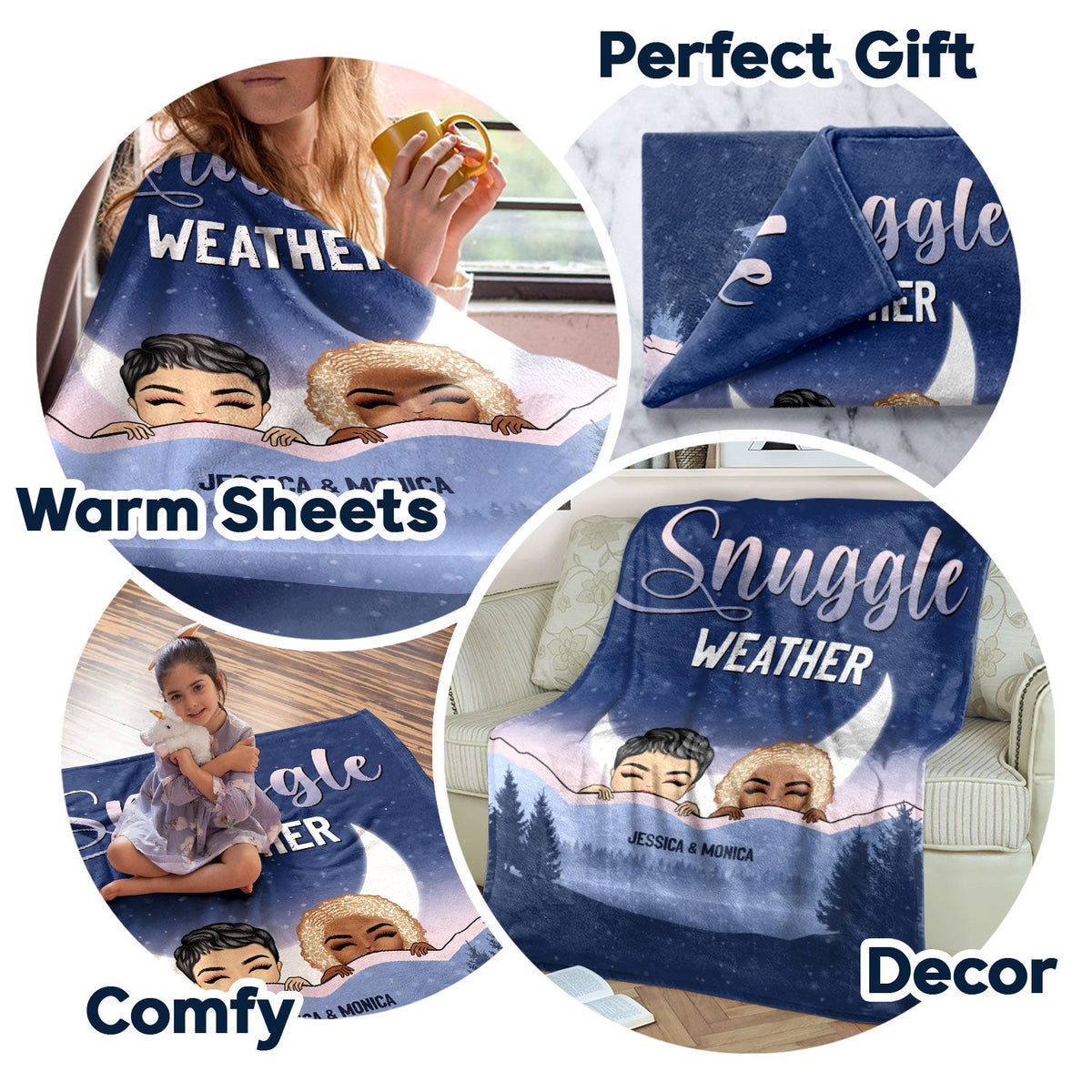 Snuggle Weather - Gift For Couples - Personalized Fleece Blanket ...