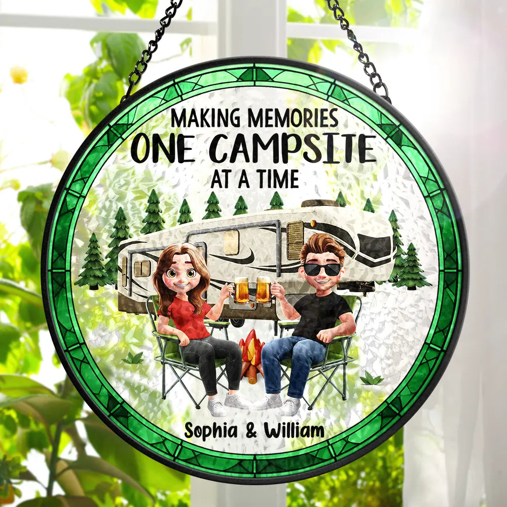 Making Memories One Campsite At A Time - Personalized Stained Glass Wi ...